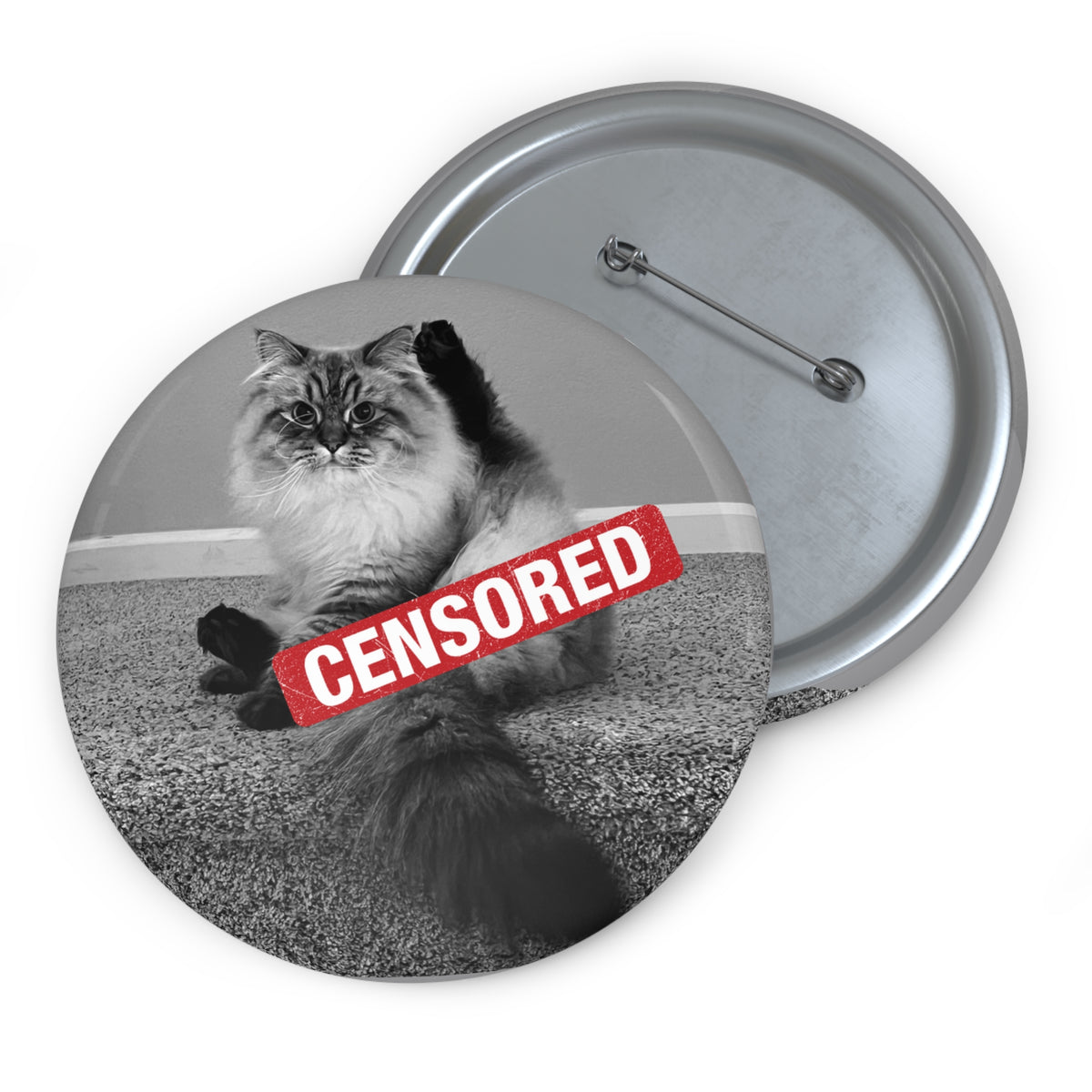 Censored Cat Pin Button – Black Cat Tees